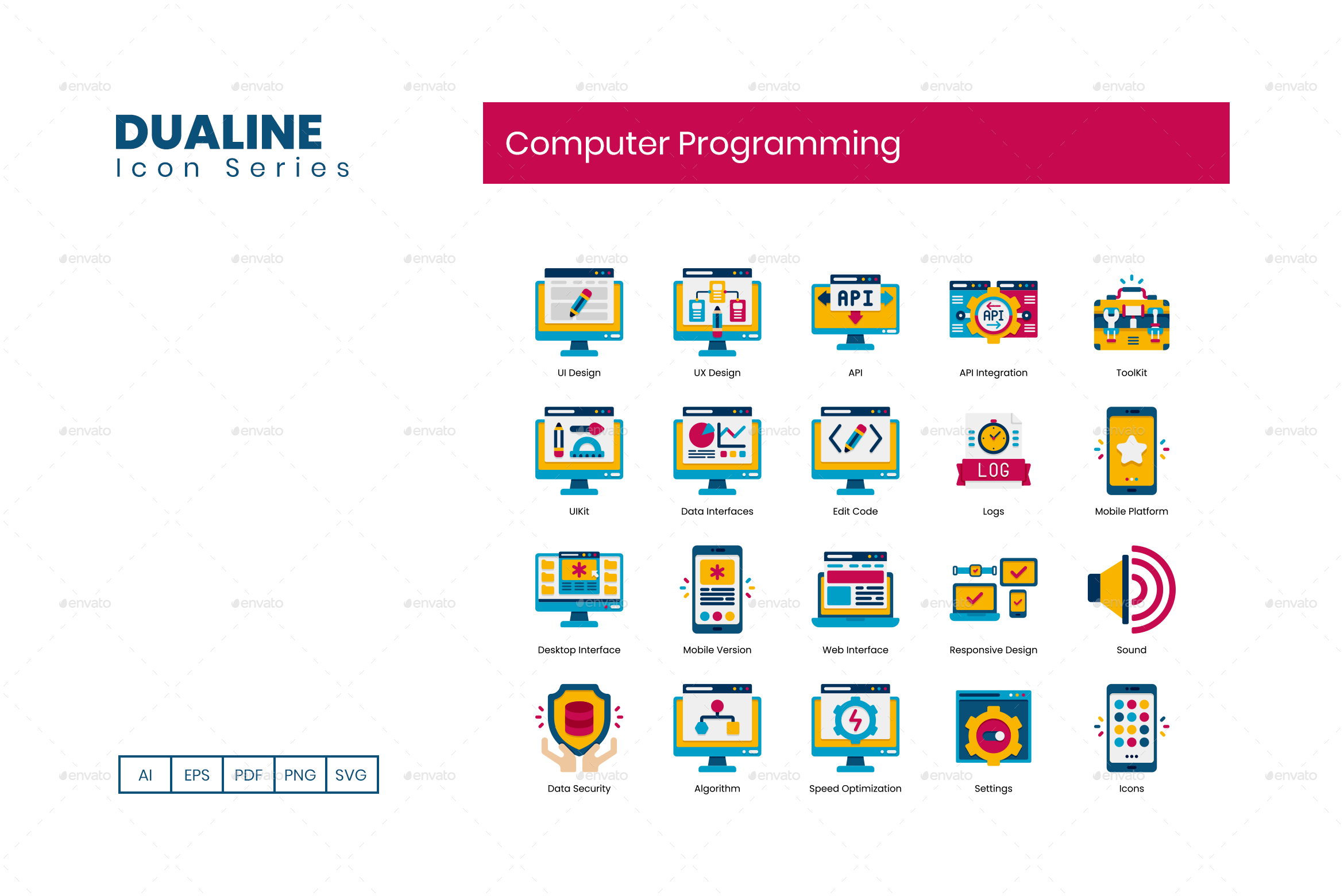 Computer Programming Icons by Krafted | GraphicRiver